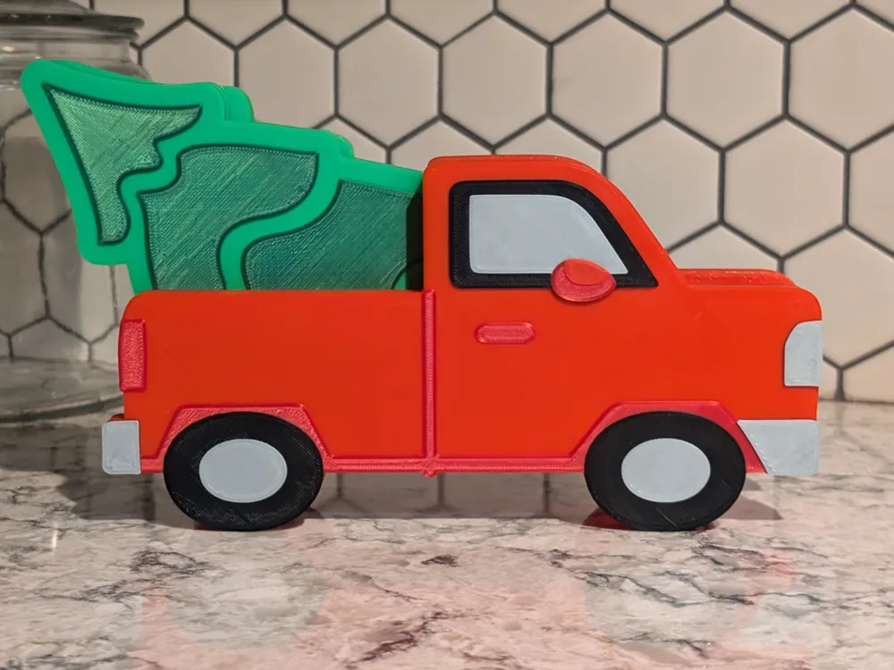 Christmas Tree Coaster Set with Truck Holder - Free 3D Print Model ...