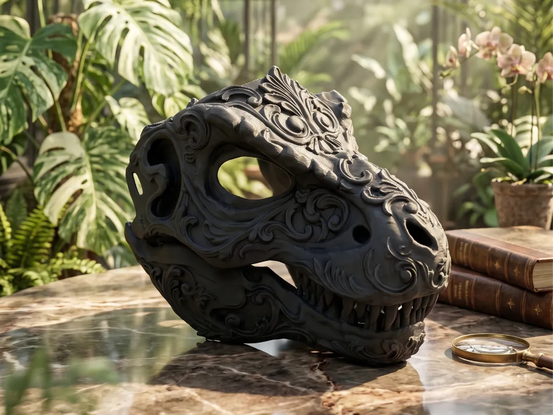 Baroque T-Rex King Dinosaur Mask - Free 3D Print Model - MakerWorld