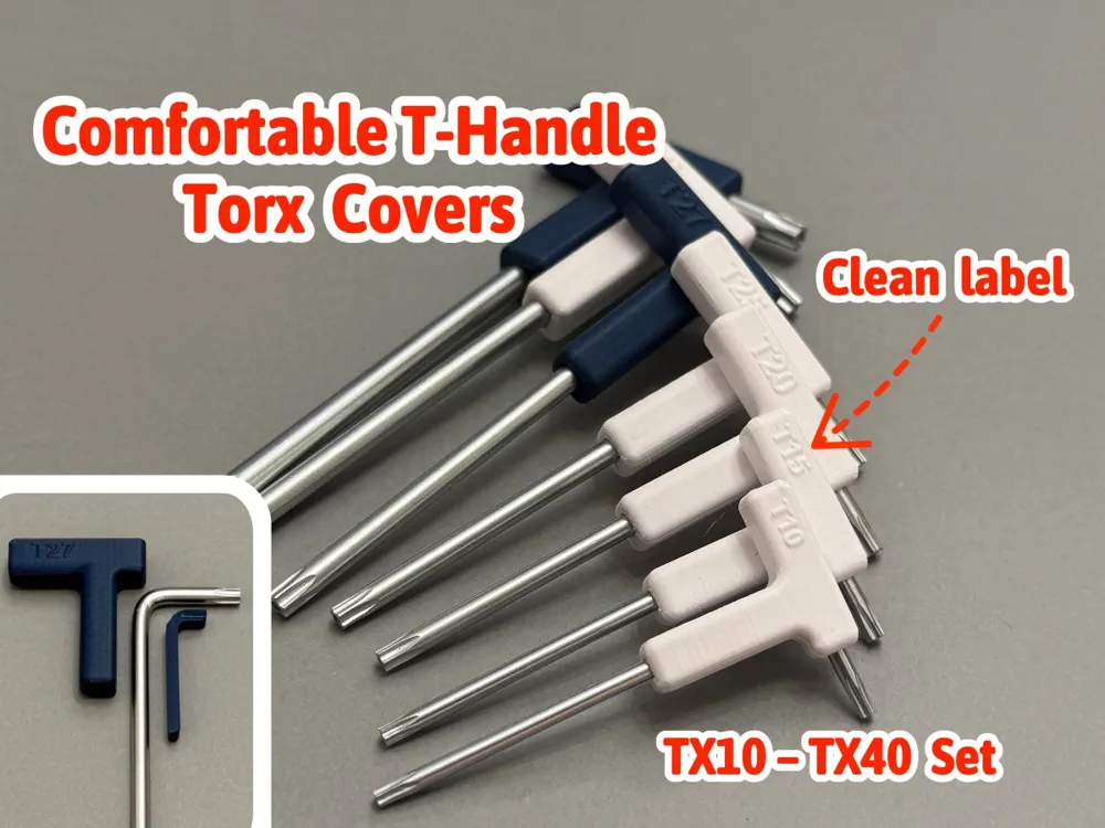 Ergonomic T-handle Torx Keys Covers set TX10–TX40 - Free 3D Print Model ...