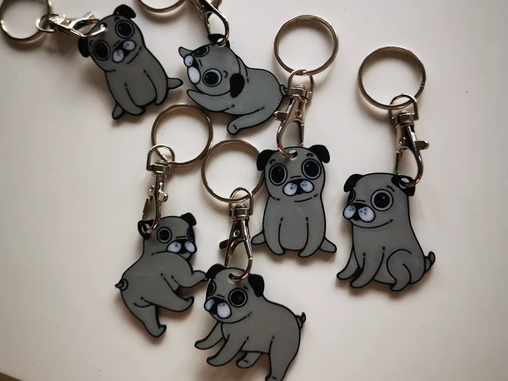 6 Pug Keychains for Dog Lover and Pug Owner by kevin.goetz - MakerWorld