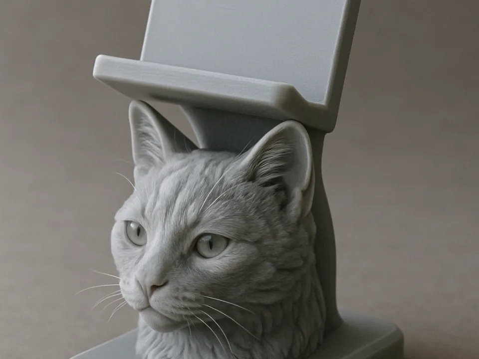 Phone stand - Statue Cat - Free 3D Print Model - MakerWorld