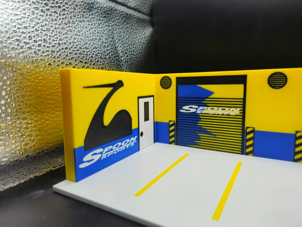 SPOON garage diorama - Free 3D Print Model - MakerWorld