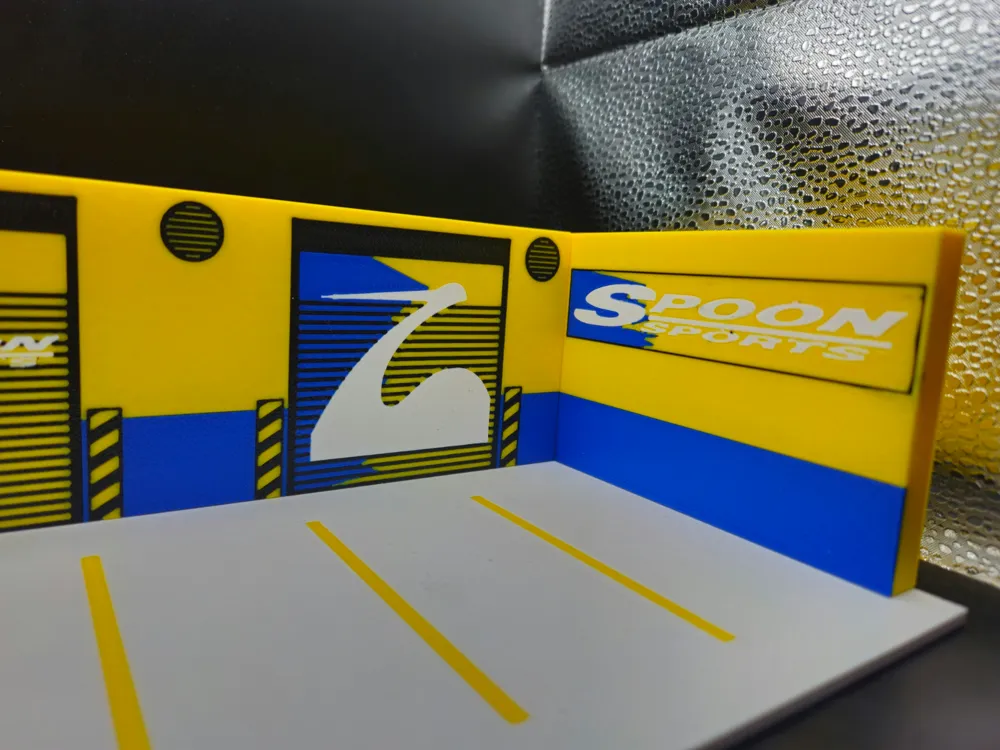 SPOON garage diorama - Free 3D Print Model - MakerWorld