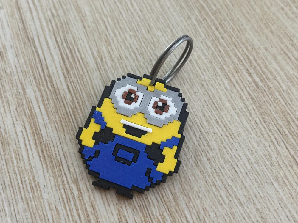 8-bit Minion Bob Multipart Keychain - Free 3D Print Model - MakerWorld