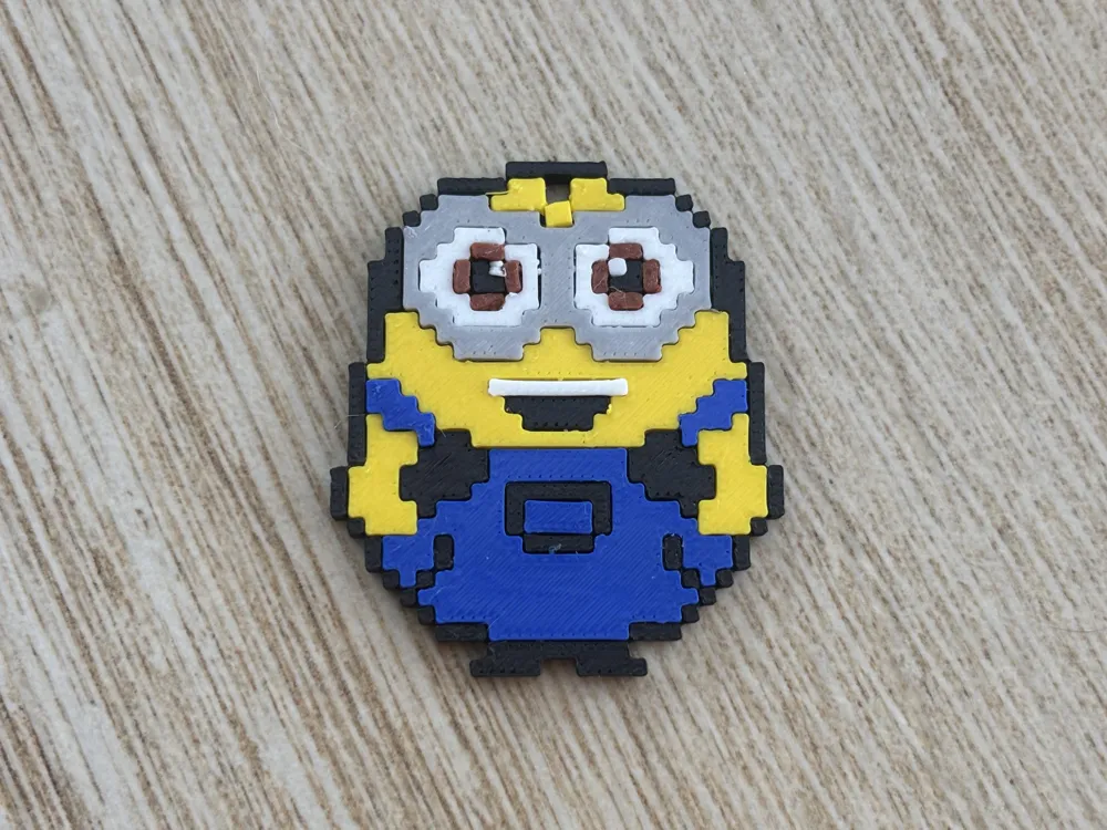 8-bit Minion Bob Multipart Keychain - Free 3D Print Model - MakerWorld