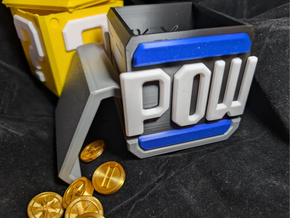 Super Mario POW box with lid by anselor MakerWorld: Download Free 3D Models