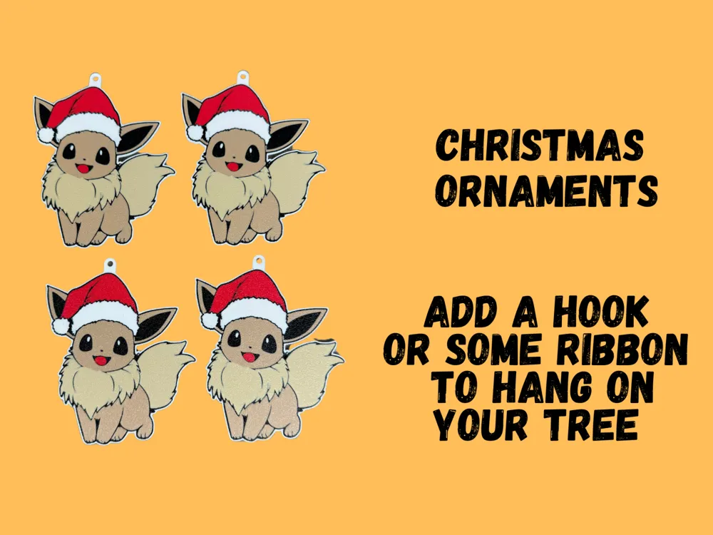 Eevee Santa Hat Christmas Ornament by Canadian Gamer - MakerWorld
