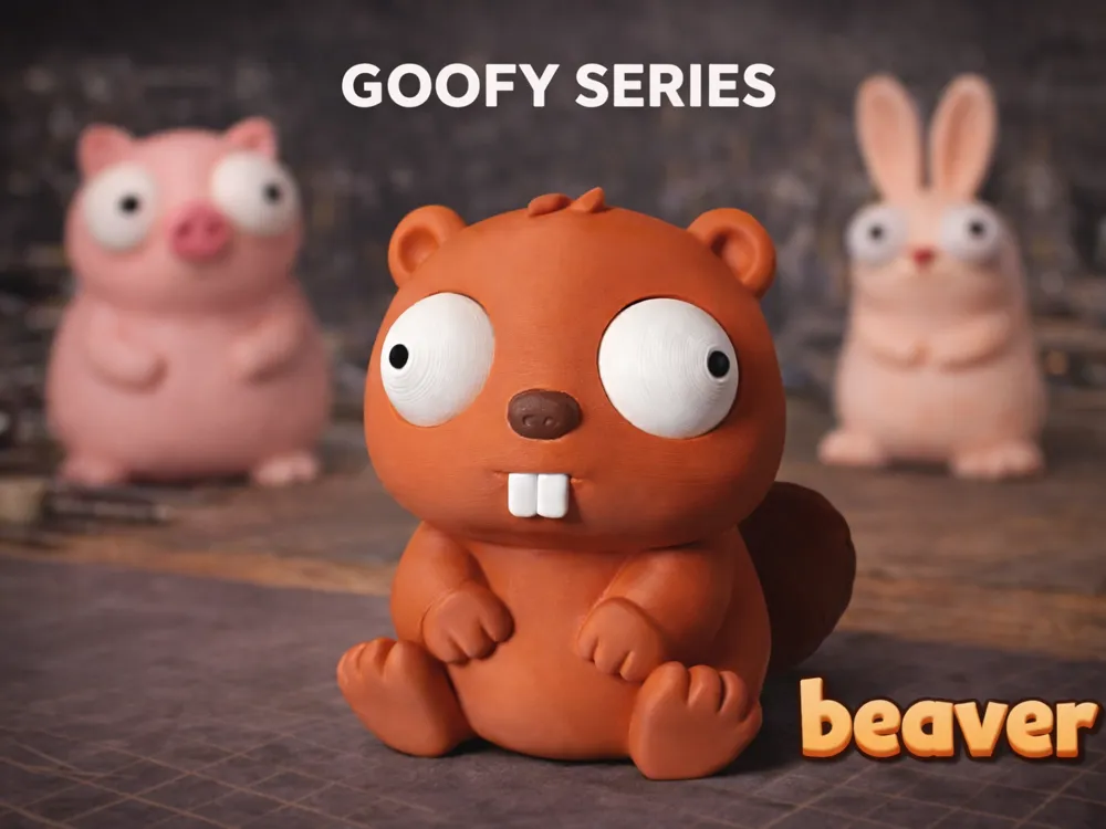 GOOFY SERIES – BEAVER Movable Eyes NOAMS - Free 3D Print Model - MakerWorld