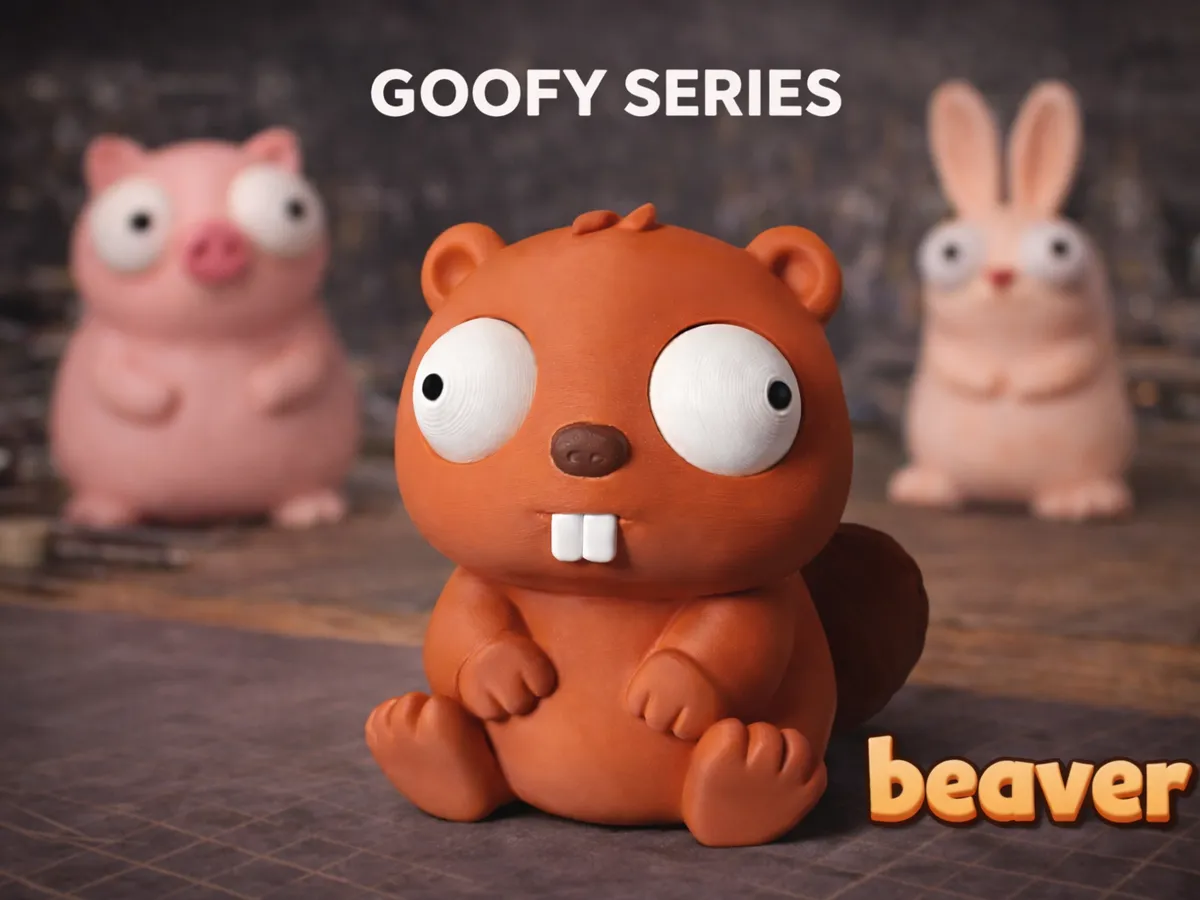 GOOFY SERIES – BEAVER Movable Eyes NOAMS - Free 3D Print Model - MakerWorld