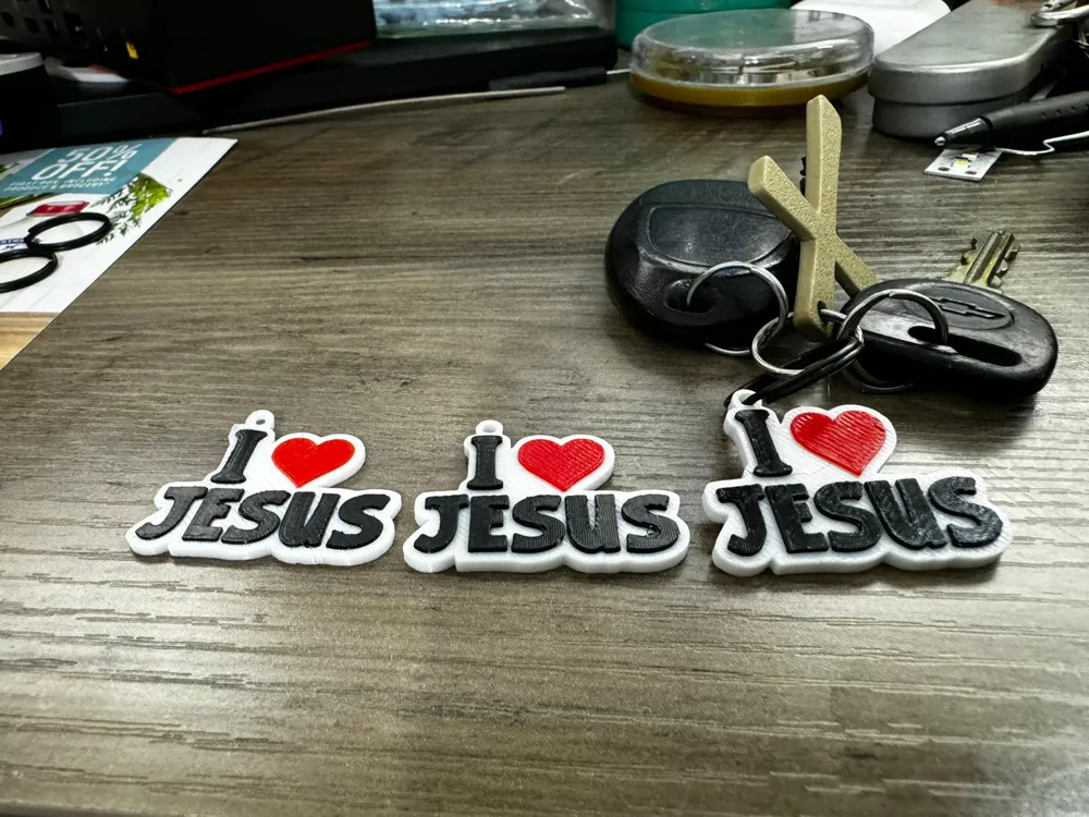 I Love Jesus Keychain 35mm by Kingdom3dCreations - MakerWorld