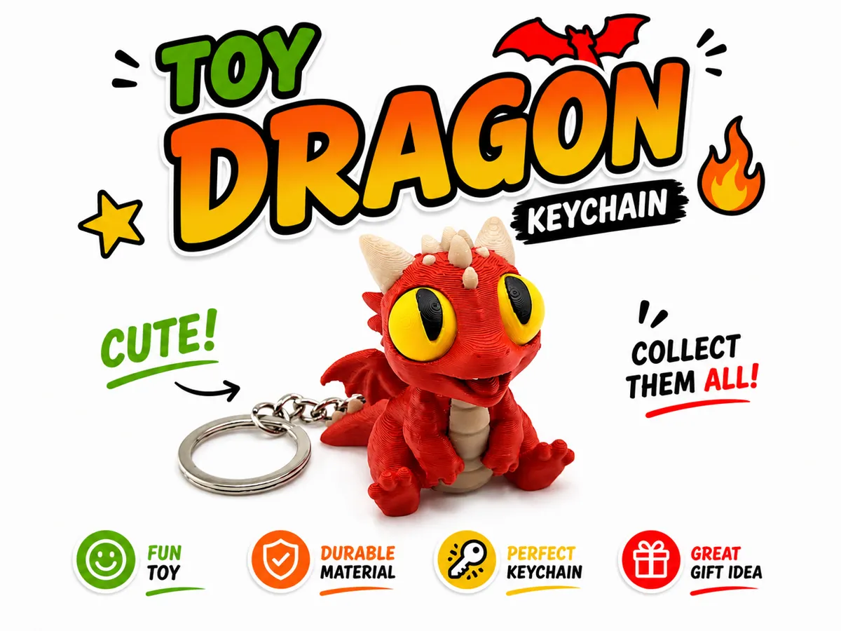 Dragon Keychain Kawaii dragon baby toy Articulated - Free 3D Print ...