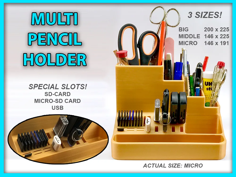 Multi Pencil Holder (3 Sizes!) by Wing-Art - MakerWorld