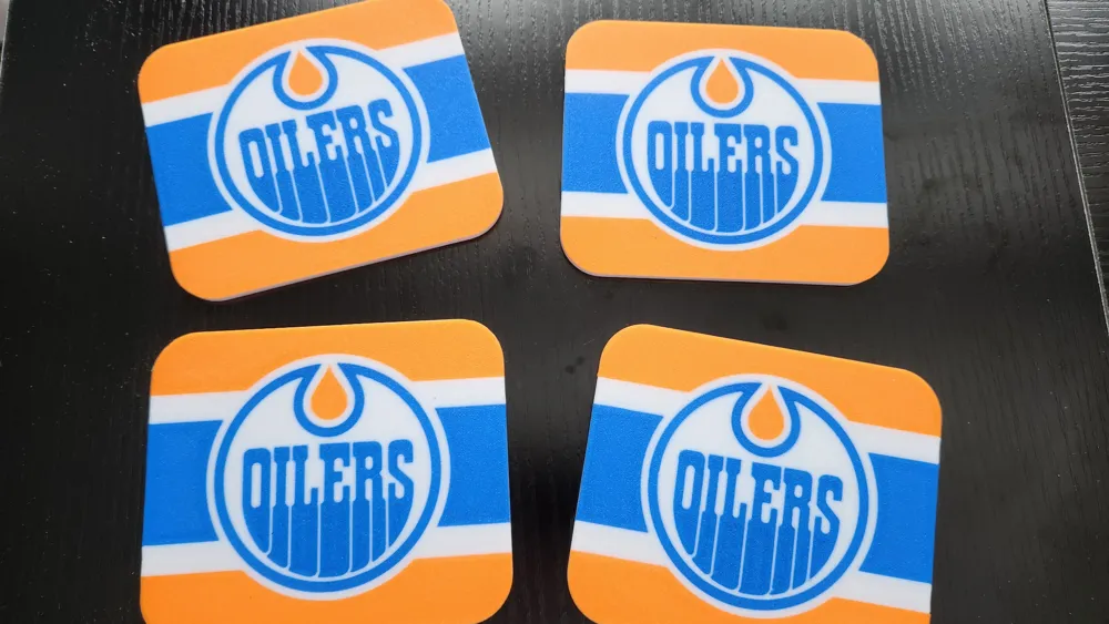 Edmonton Oilers Coasters Set with Stand by Fodelec - MakerWorld