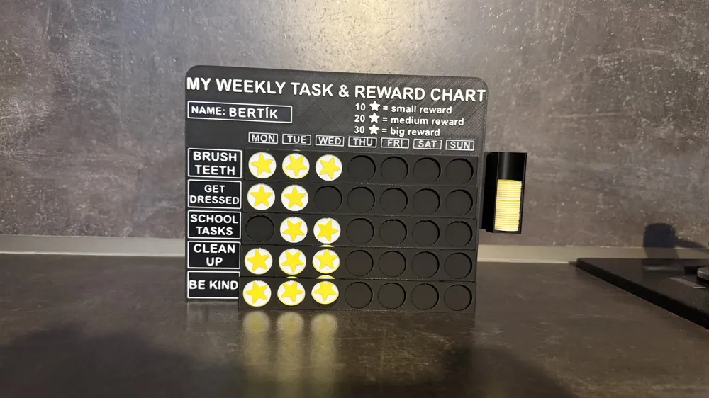 Tableau hebdomadaire des tâches et récompenses pour les enfants PAS d ...
