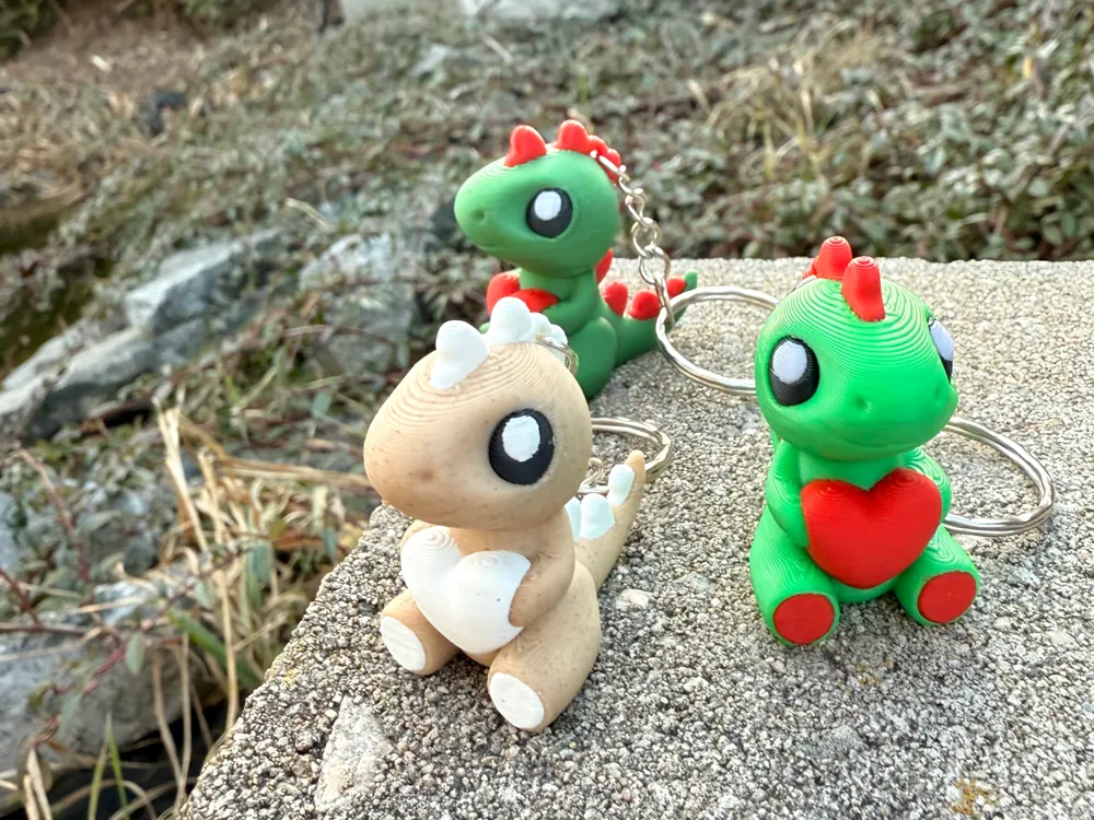 Cute Mini Valentine Dinosaur (Keychain) by FeliStudio - MakerWorld