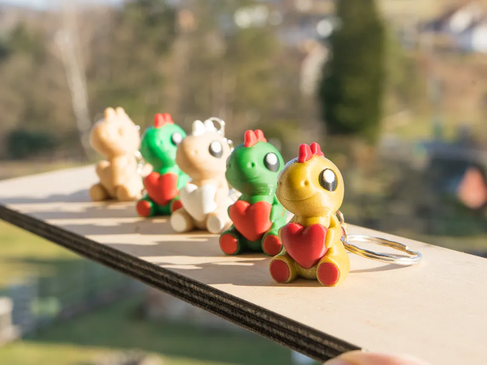 Cute Mini Valentine Dinosaur (Keychain) - Free 3D Print Model - MakerWorld