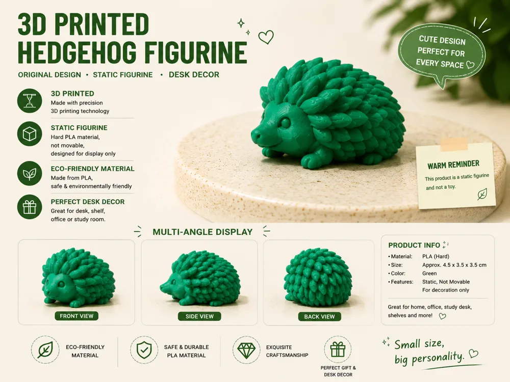 Hedgehog Figurine - Free 3D Print Model - MakerWorld