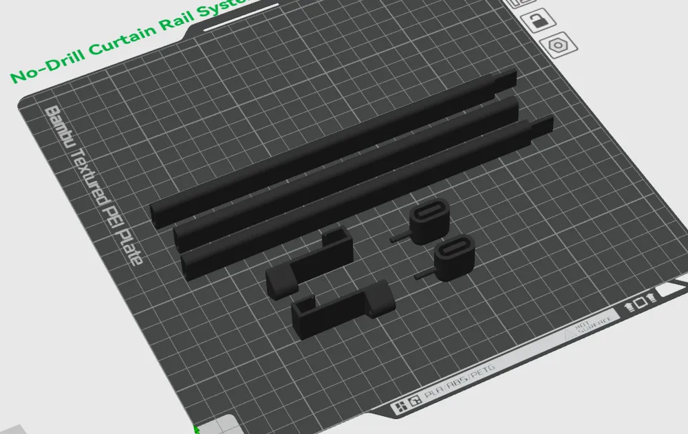 No-Drill Curtain Rail System (56cm Fixed) - Free 3D Print Model ...