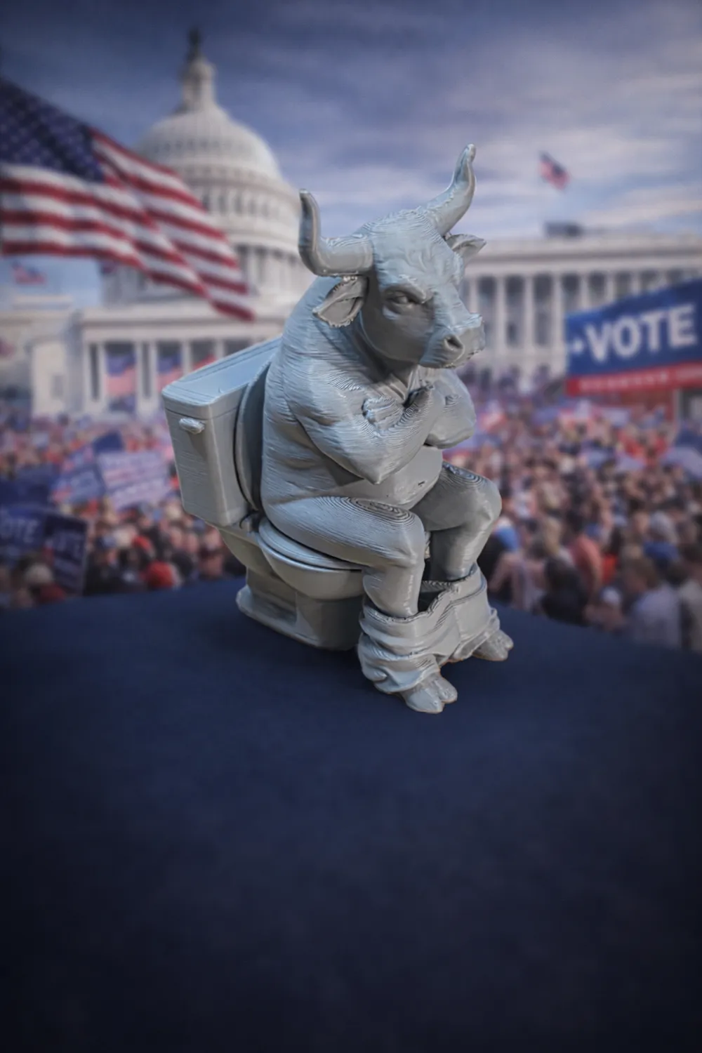 Funny Humor Bull sitting on Toilet Adult Fun - Free 3D Print Model ...