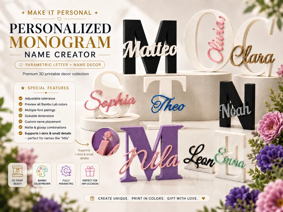 Personalized Monogram Name Creator - Free 3D Print Model - MakerWorld