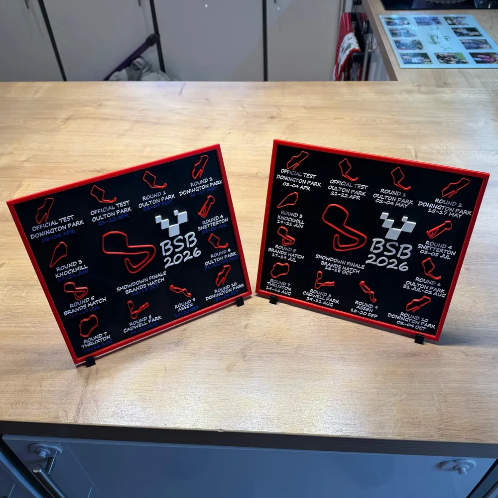 British Superbike 2026 Race Calendar & stand BSB - Free 3D Print Model ...