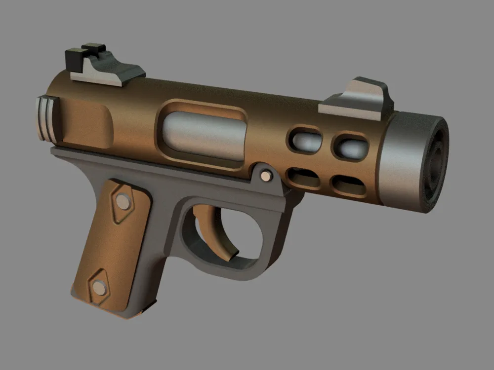 解压钥匙扣 - BB Ruger Mark IV 来自 MILITECH MakerWorld：免费下载 3D 模型