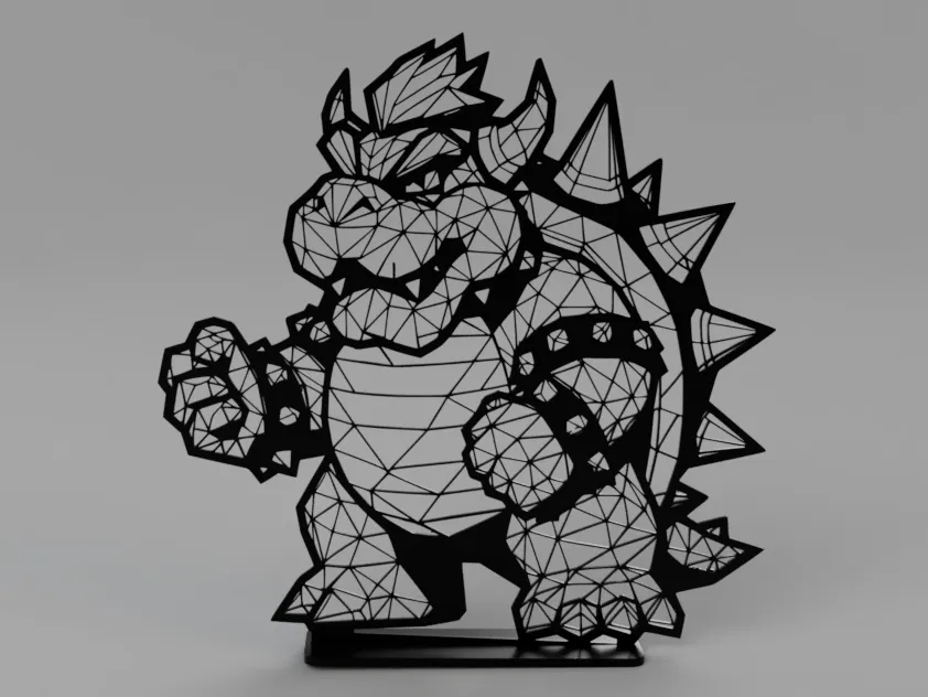 Low poly Bowser with stand by Forest87 - MakerWorld