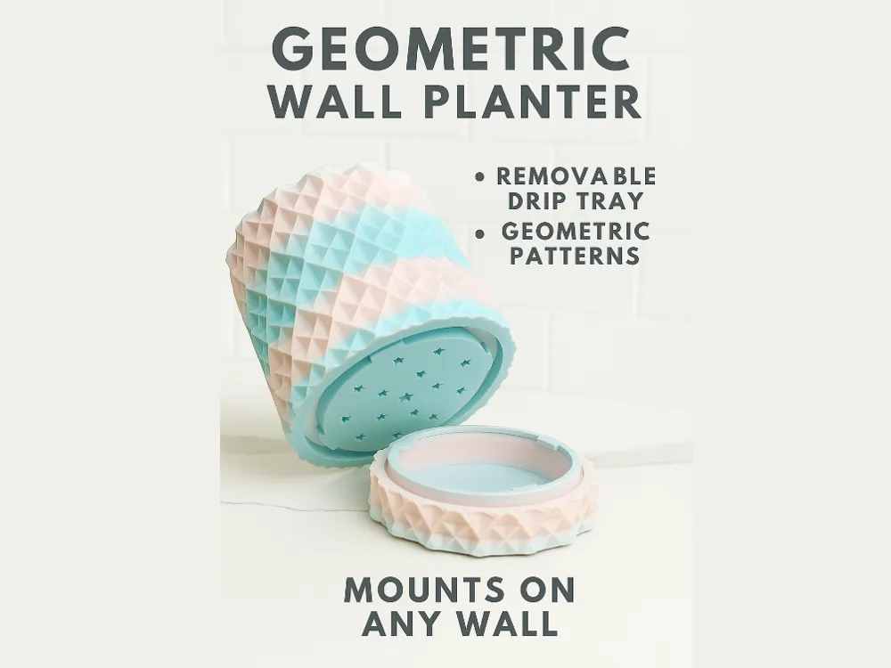 Geometric Wall Planter with Removable Drip Tray by StevieWander ...