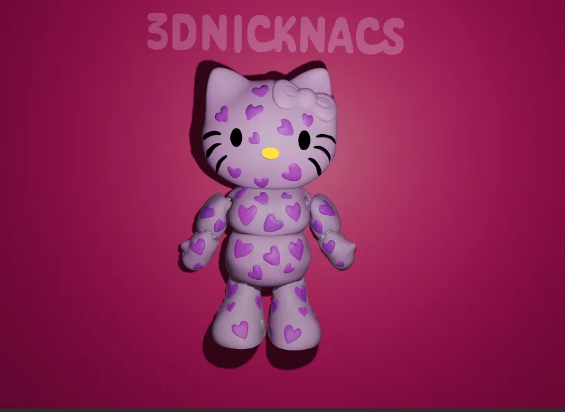 Valentine's Day Hello Kitty Fidget Flexi Keychain - Free 3D Print Model ...