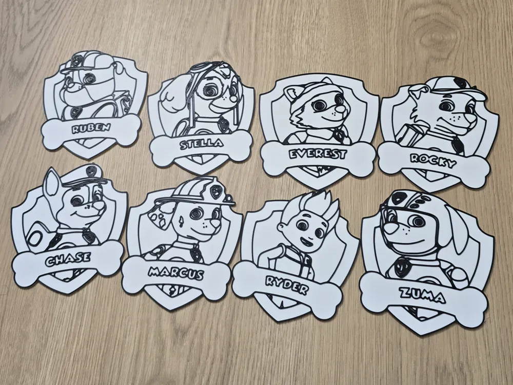 Paw Patrol Badge Friends Coloring Pack - Free 3D Print Model - MakerWorld