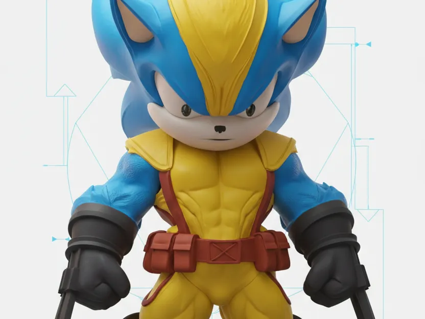 Sonic x Wolverine - Multicolor - Free 3D Print Model - MakerWorld
