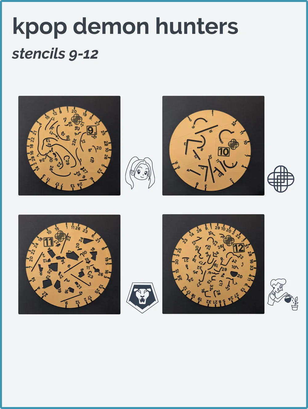 Doodle Disc rotating stencils - kpop demon hunters - Free 3D Print ...