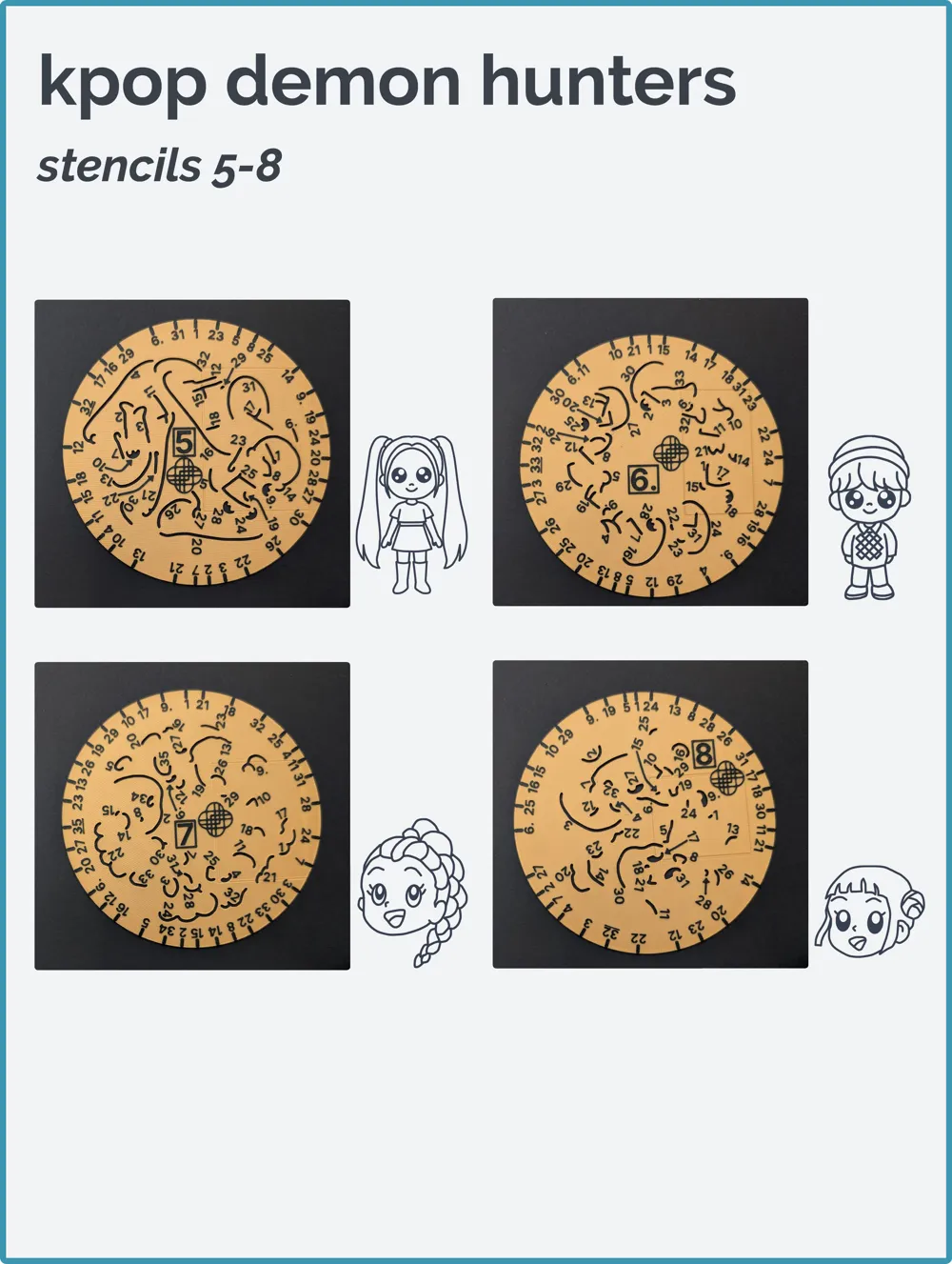 Doodle Disc rotating stencils - kpop demon hunters - Free 3D Print ...