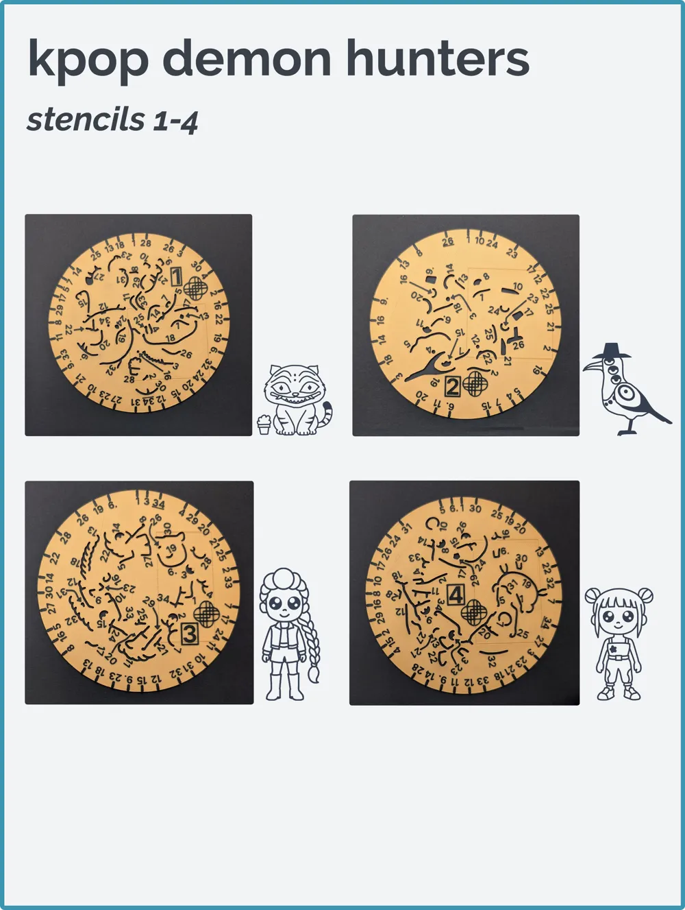 Doodle Disc rotating stencils - kpop demon hunters - Free 3D Print ...