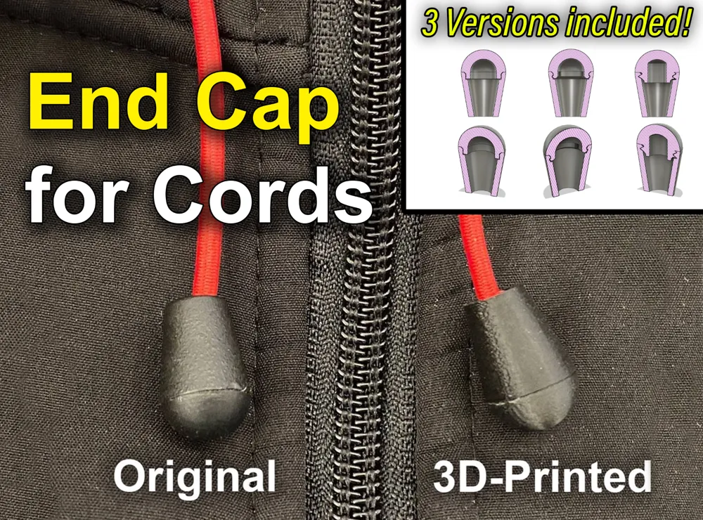 End Cap, closure cap, cord end, cord stopper by Wing-Art - MakerWorld