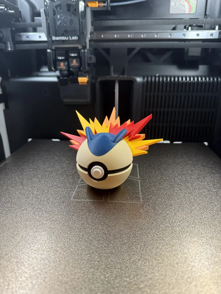 #0157 - Typhlosion Clicky Poke Ball - Free 3D Print Model - MakerWorld