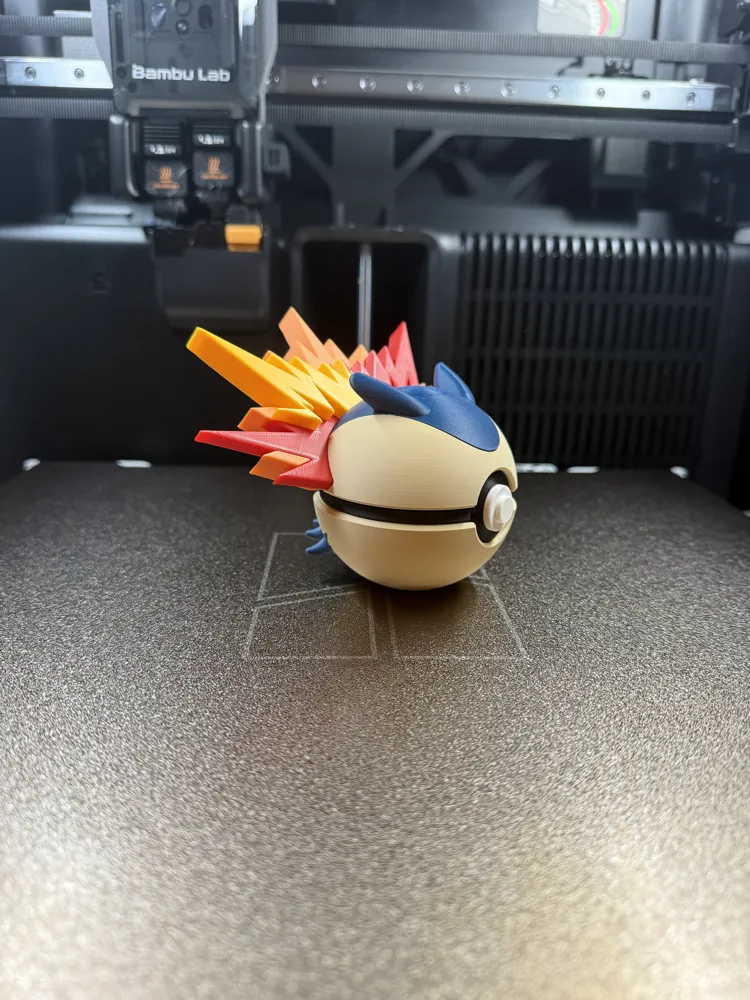 #0157 - Typhlosion Clicky Poke Ball - Free 3D Print Model - MakerWorld