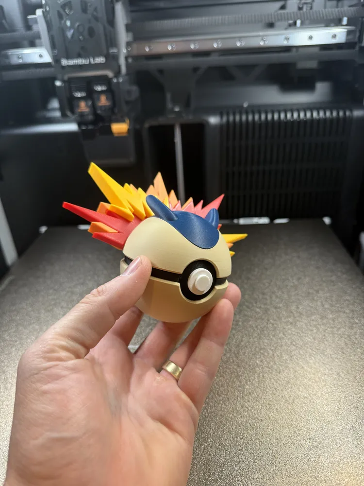 #0157 - Typhlosion Clicky Poke Ball - Free 3D Print Model - MakerWorld