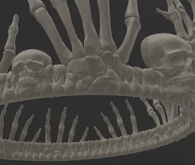 Voodoo Crown of Bones and Teeth - Free 3D Print Model - MakerWorld