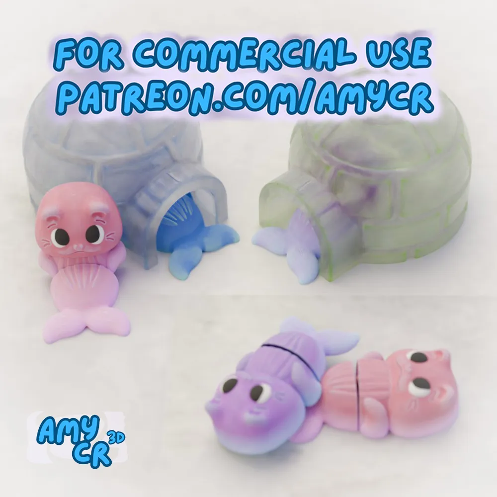 Flexi Baby Cat Seal + Igloo Accessory by Amy CR MakerWorld: Download Free 3D Models