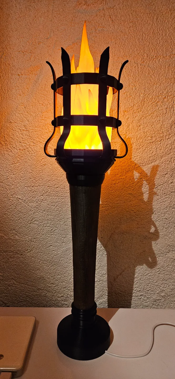 Medieval torch as a bedside lamp - Free 3D Print Model - MakerWorld
