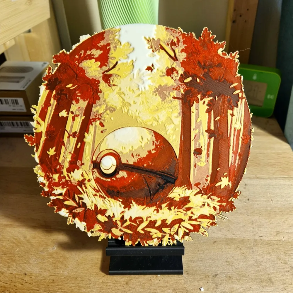 Pokeball in the Forest During Autumn ( Hueforge ) by Big Simi - MakerWorld