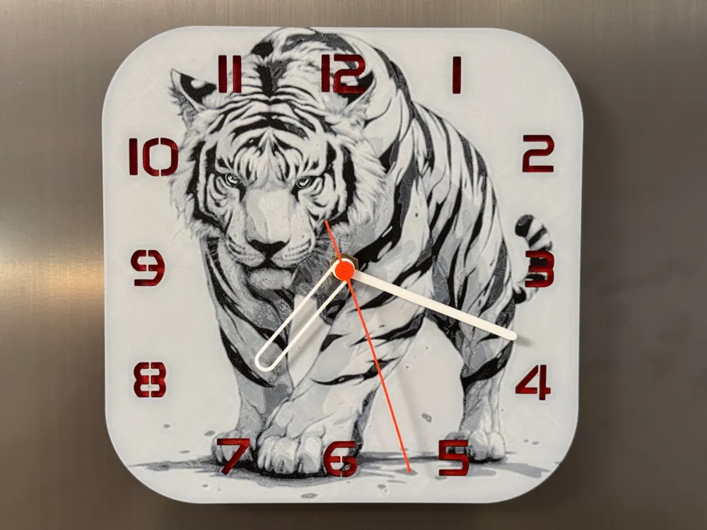 Wall or desk clock white tiger by cP3D - MakerWorld