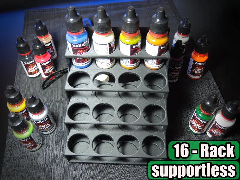 Paint Rack Holder 16 - Vallejo and Army Painter by RetroSharky - MakerWorld