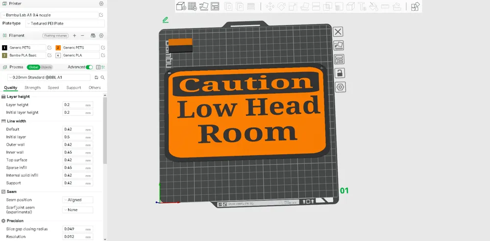 Caution low head room / Caution low headroom by BeardedBeast - MakerWorld