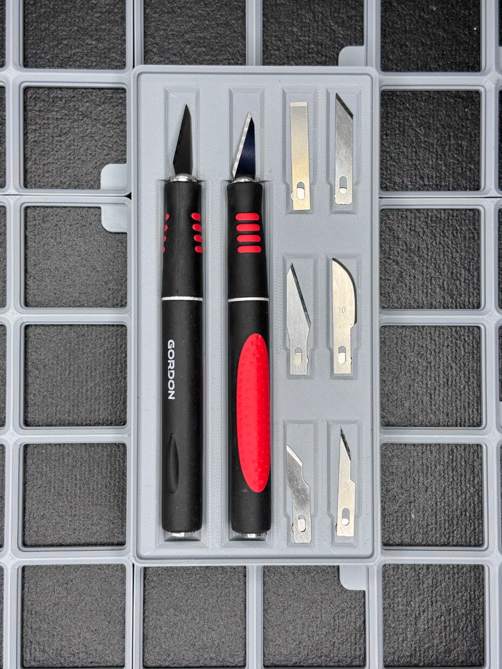 Gridfinity Gordon (HF) Hobby Knife Organizer by Layer FabWorks - MakerWorld