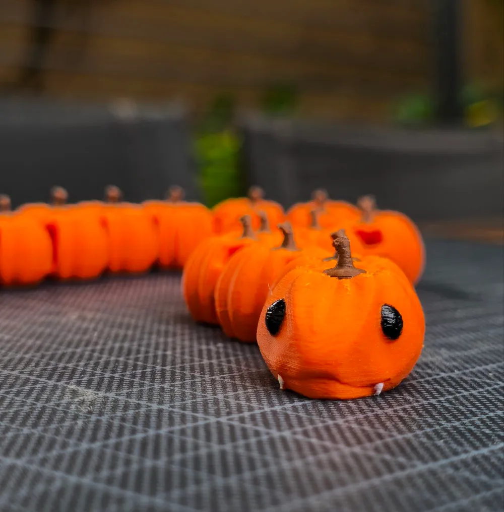 Pumpkin Snake _ Halloween Flexi Articulated Snek by Robota - MakerWorld