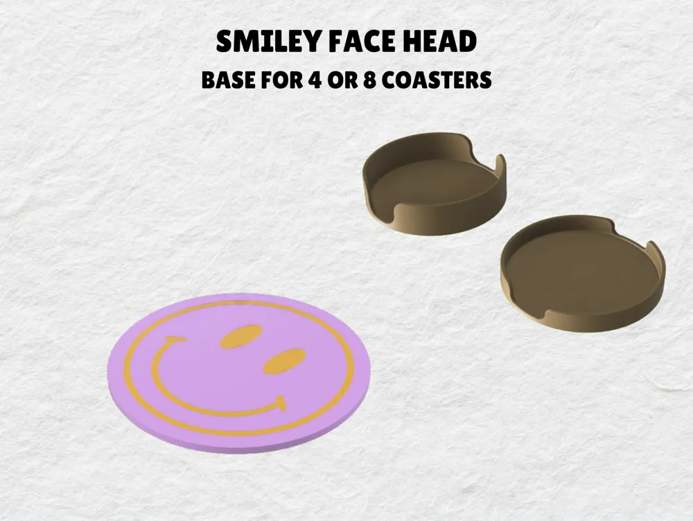 SMILEY FACE Coasters with bases for 4 or 8 coasters - Perfect for a ...