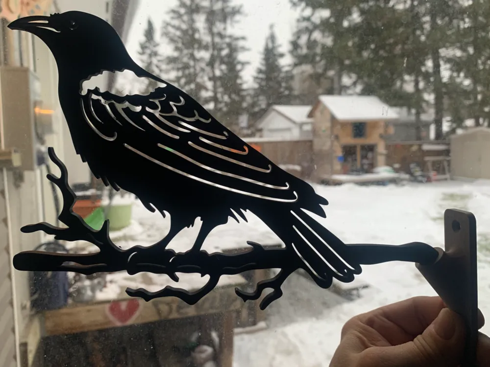 Crow on a Branch Silhouette - Fence / Wall Hanger by Zzz3DSelkirk ...
