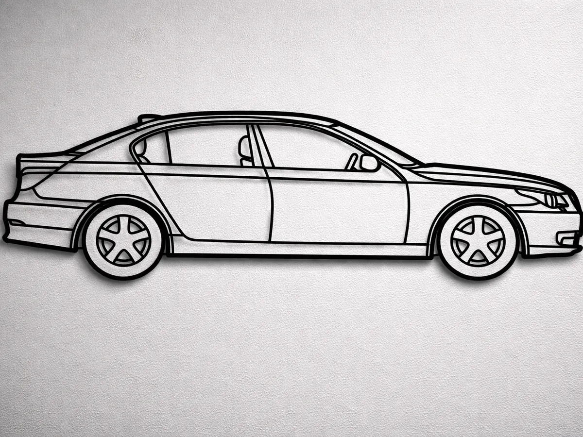 BMW e60 WallArt Silhouette - Free 3D Print Model - MakerWorld